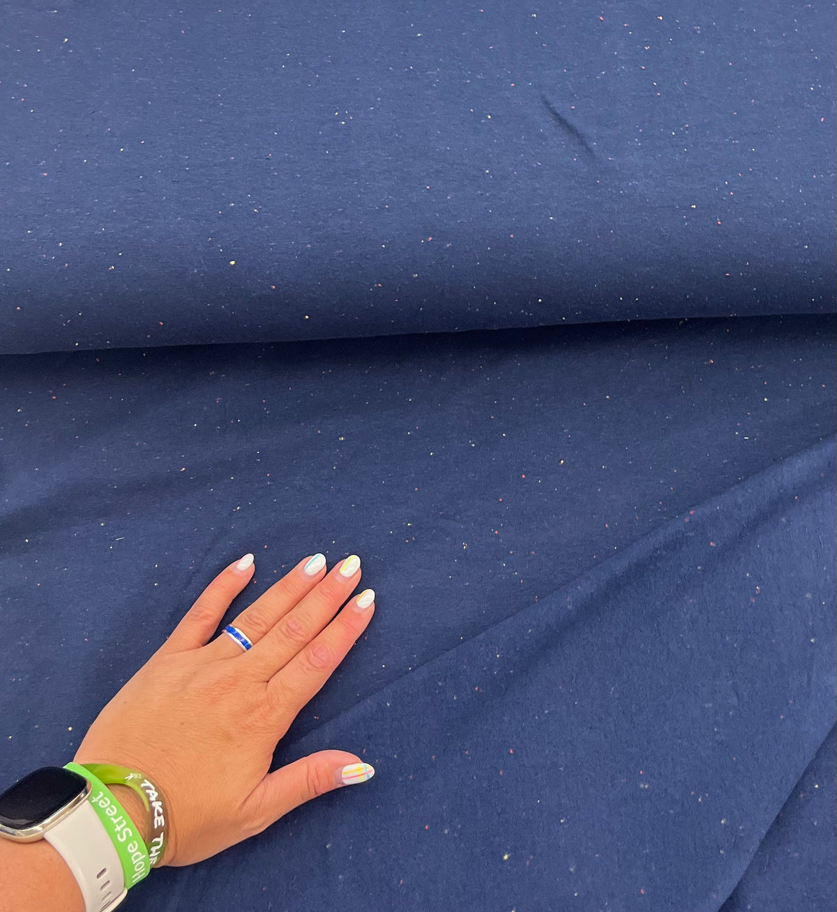 Brushed Confetti French Terry (Sample)- Navy - Sold by the Meter ...