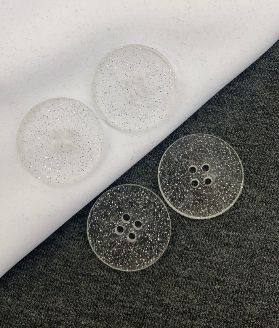 Acrylic Buttons 4 pack - Glitter Clear 1 inch — Shear Perfection Fabric