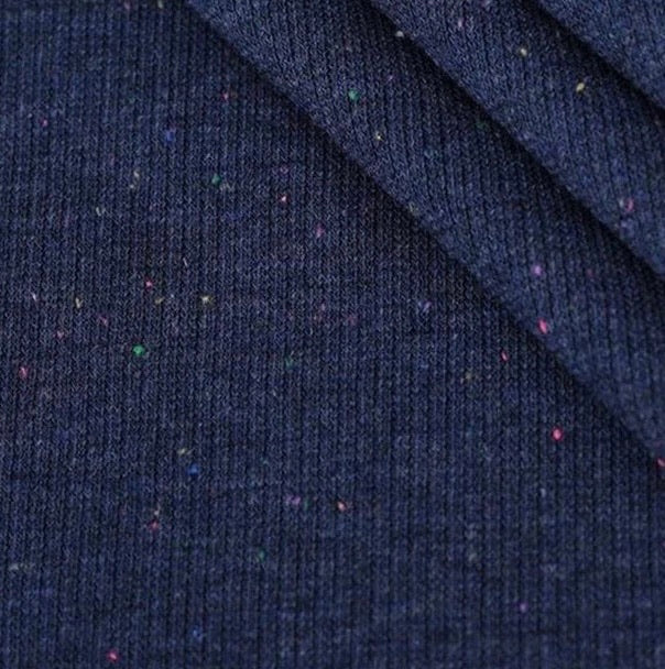 Confetti Rib Knit - Navy — Shear Perfection Fabric